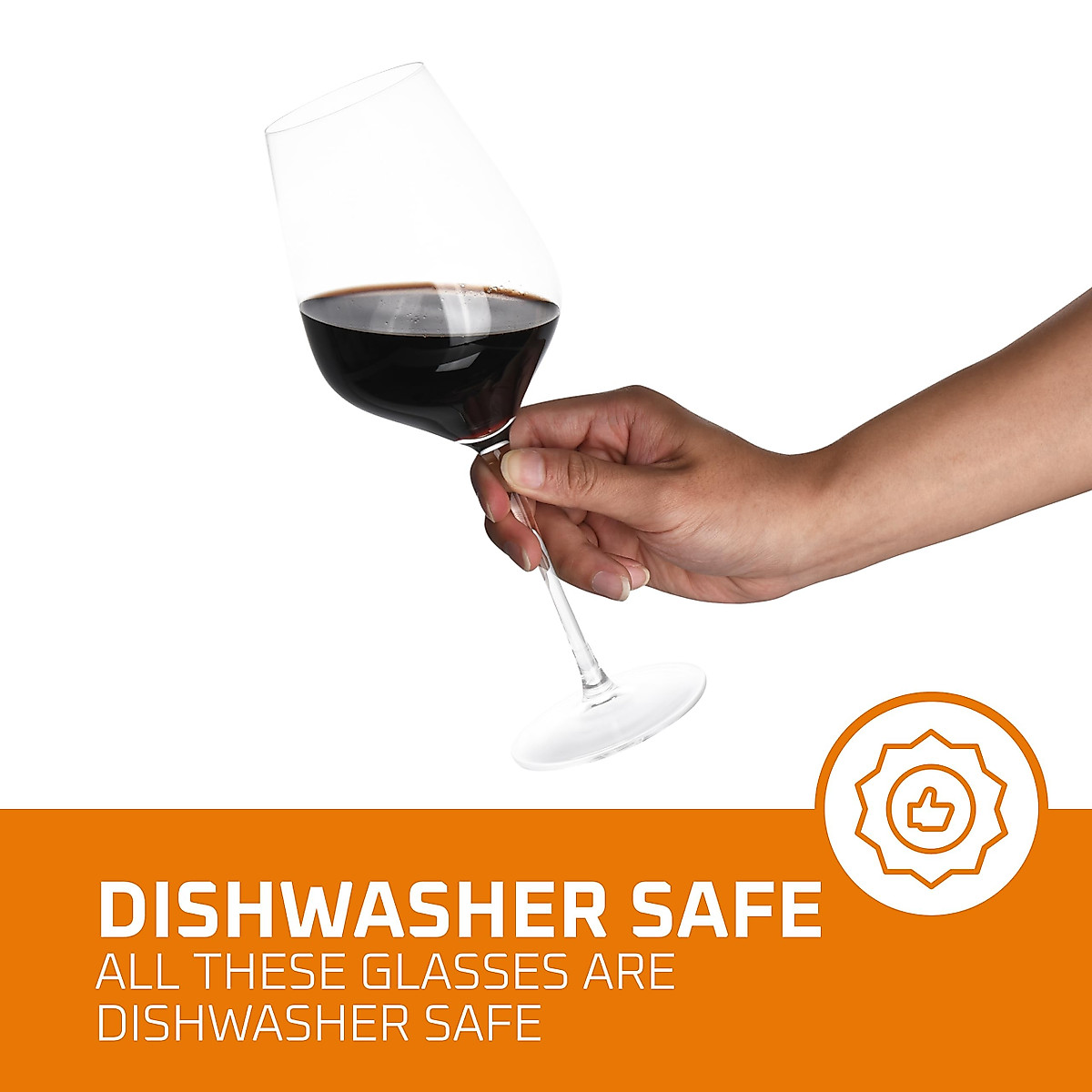 Bruntmor Hand Blown Cabernet Sauvignon Wine & Champagne Glasses Set of 2 - Crystal Red Wine Glass with Stems - Large Size & Break Resistant - For Red & White Wine, Champagne Mothers Day Gifts