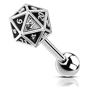 OUFER 16G Helix Earrings, Polyhedral Dice 316L Surgical Steel Tragus Stud Earrings, Cartilage Earrings, DND Ear Piercing Jewelry for Women