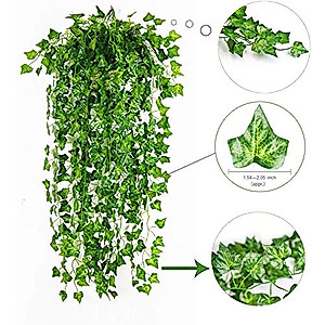 SO CAL PRO Fake Ivy Leaves Artificial Ivy Greenery Vines for Room Decor Leaves Room Decor Fake Leaves Ivy Eucalyptus Garland Faux Vines Wedding Decor (36 Strands of Ivy)