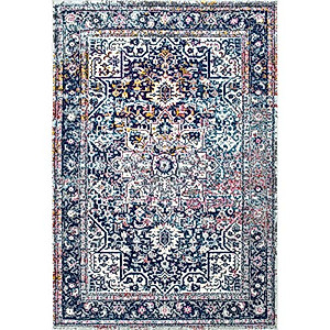 nuLOOM Lilah Medallion Vintage Area Rug, 8' x 10', Blue