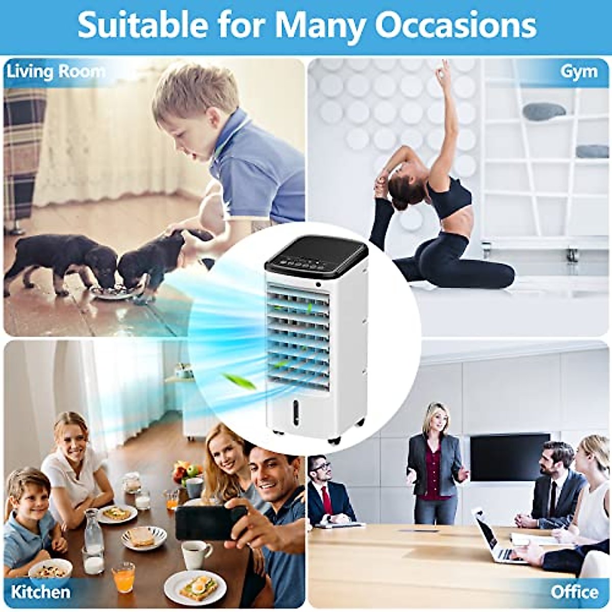 Portable Air Conditioners[ 2023 Newest], 3 IN 1Air Conditioner Portable for Room, 65° Oscillation Swamp Cooler with 3 Wind Speeds, 4 Modes, 6 Ice Packs,12H Timer, Remote, Portable AC for Office Home