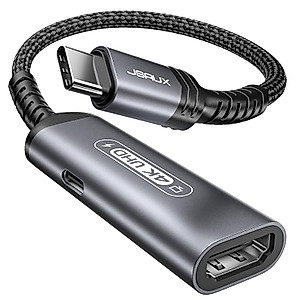 JSAUX USB C to HDMI and Charger Adapter | 4K@60Hz 2-in-1 Type-C to HDMI Adapter with PD Fast 100W Thunderbolt 3/4 Compatible with iPhone 16 Pro Max MacBook Pro/Air iPad Galaxy S24 Steam Deck ROG Ally