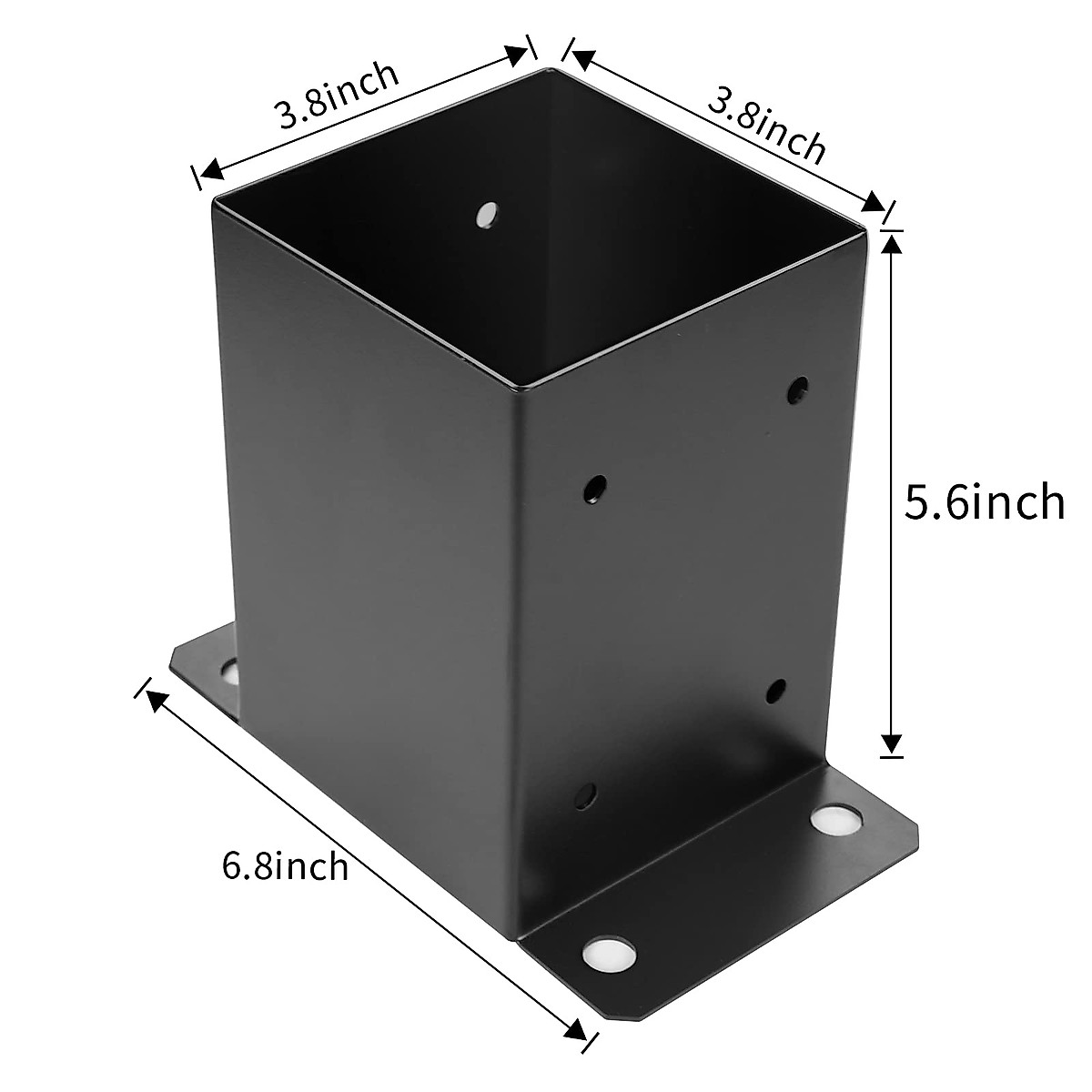 4 x 4 Post Base 2 PCS,Inner Size 3.6"x3.6"Deck Post Base,Heavy Duty Metal Black Powder Coated Post Brackets,for Pavilion Deck Railing Support Deck Base Plate, Support Bolt Down