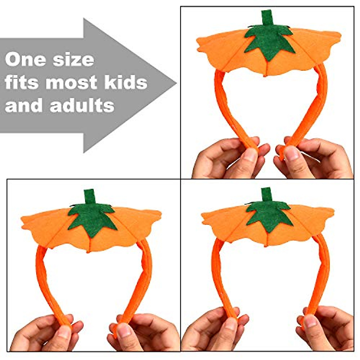 WILLBOND 2 Pieces Halloween Pumpkin Headbands Pumpkin Hair Hoops Pumpkin Hair Band Halloween Costume Party Headwear Accessory
