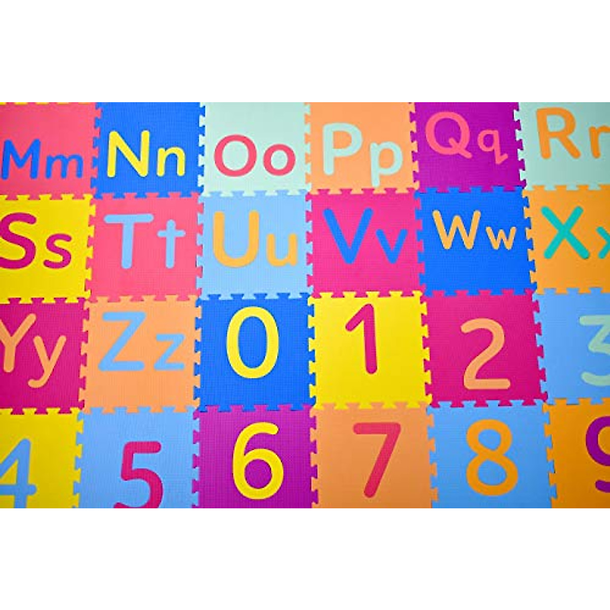 KC Cubs Soft & Safe Non-Toxic Children’s Interlocking Multicolor Exercise Puzzle Educational ABC Alphabet EVA Play Foam Mat for Kid’s Floor & Baby Nursery Room, 36 Tiles, 9 Colors, 54 Borders (EVA003)