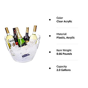 Raincol Ice Bucket Clear Acrylic 8 Liter Plastic Tub For Drinks and Parties, Food Grade, Holds 5 Full-Sized Bottles and Ice 1