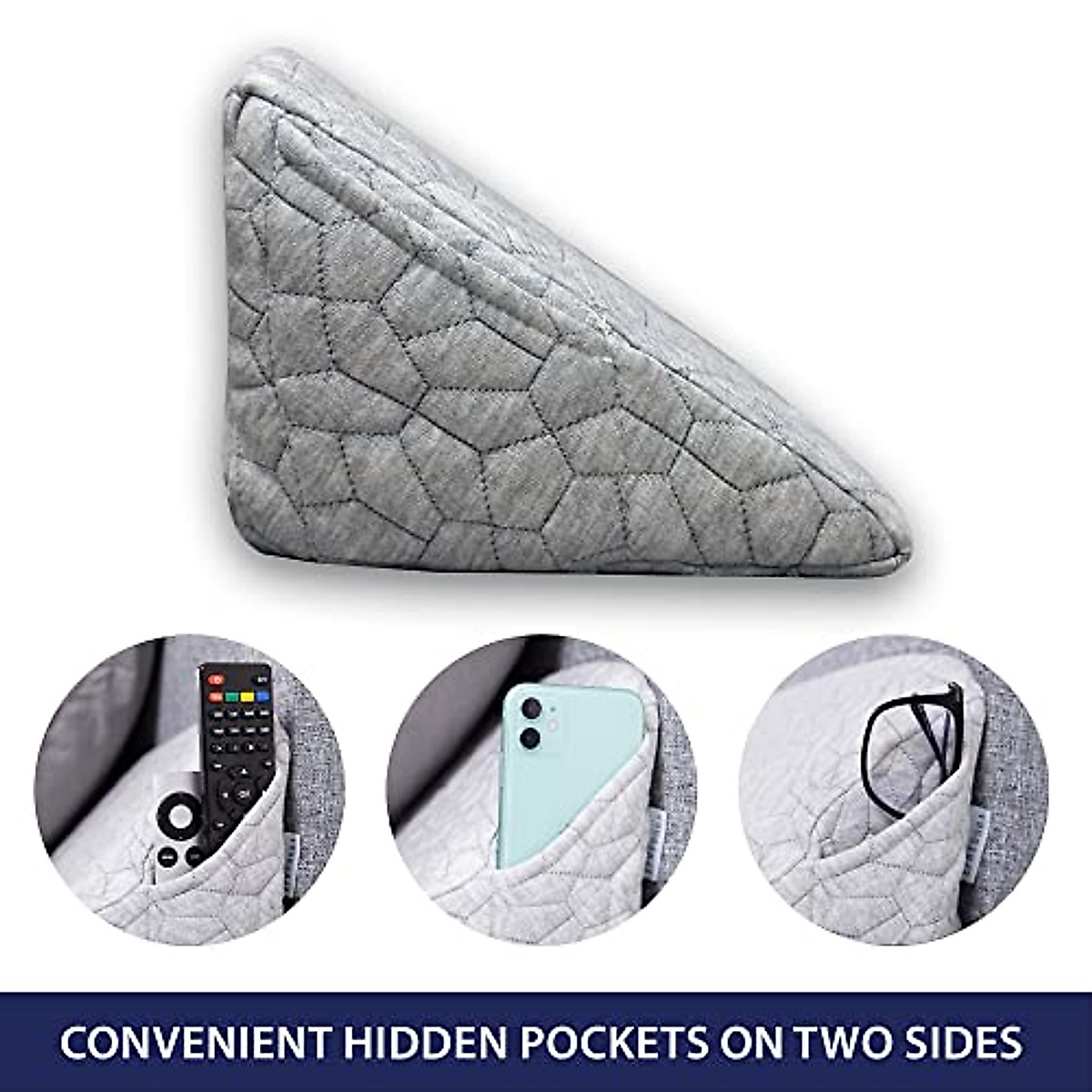 EPHEDORA Triangle Bed Wedge Pillow for Headboard Gap (0-8") - Fills The Gap Between Mattress and Headboard - Bed Gap Filler Twin Size