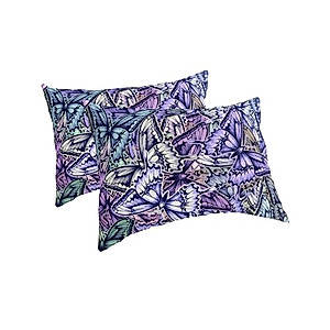 Hokiten Queen Size Pillow Covers Set of 2 - Purple Blue Teal Butterfly Microfiber Soft Pillowcases with Envelop Closure, Modern Abstract Art Lumbar Pillow Cover for Bedroom/Sofa/Couch, 20x30 Inches