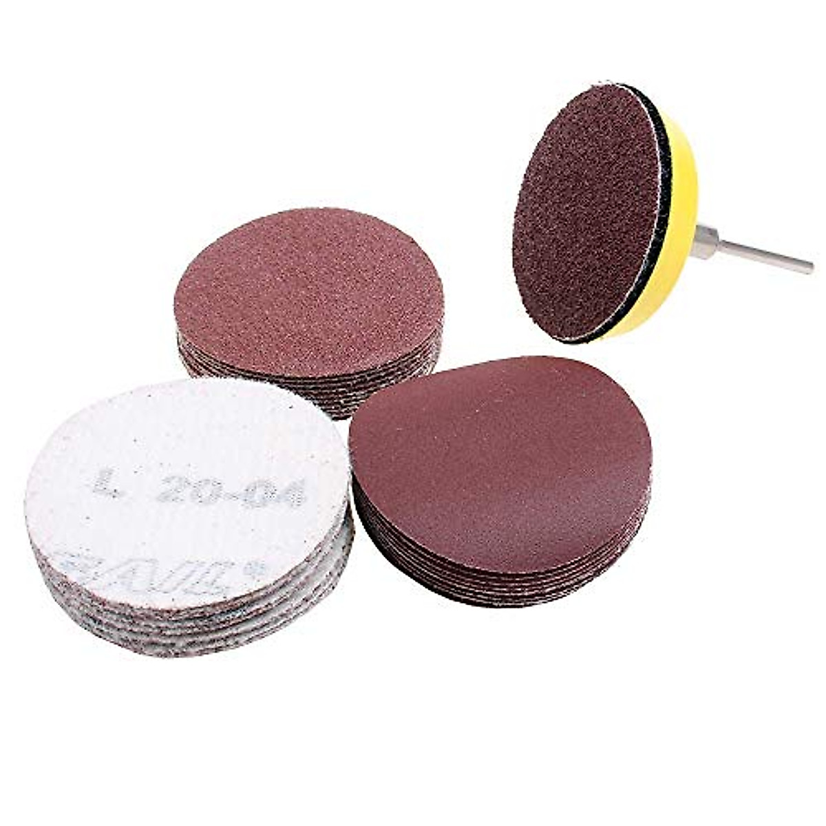 AUTOTOOLHOME 100 Pack 2 inch Sanding Discs Kit with Polishing Pads Plate 40 60 80 100 120 150 180 240 320 400 Grit Sandpapers for Drill Grinder Rotary Tool
