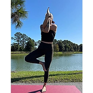 HeyNuts Leggings with Pockets for Women, High Waisted 7/8 Leggings Tummy Control Compression Workout Buttery Soft Pants 25'' Dark Olive L(12)