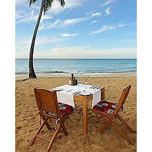 Red White Outdoor Waterproof Cushion Chair Cover Set of 2, Abstract Black Chrysanthemum Flower Patio Furniture Sofa Couch Seat Cushions Protector Slipcover with Ties, 20''x18''x4''