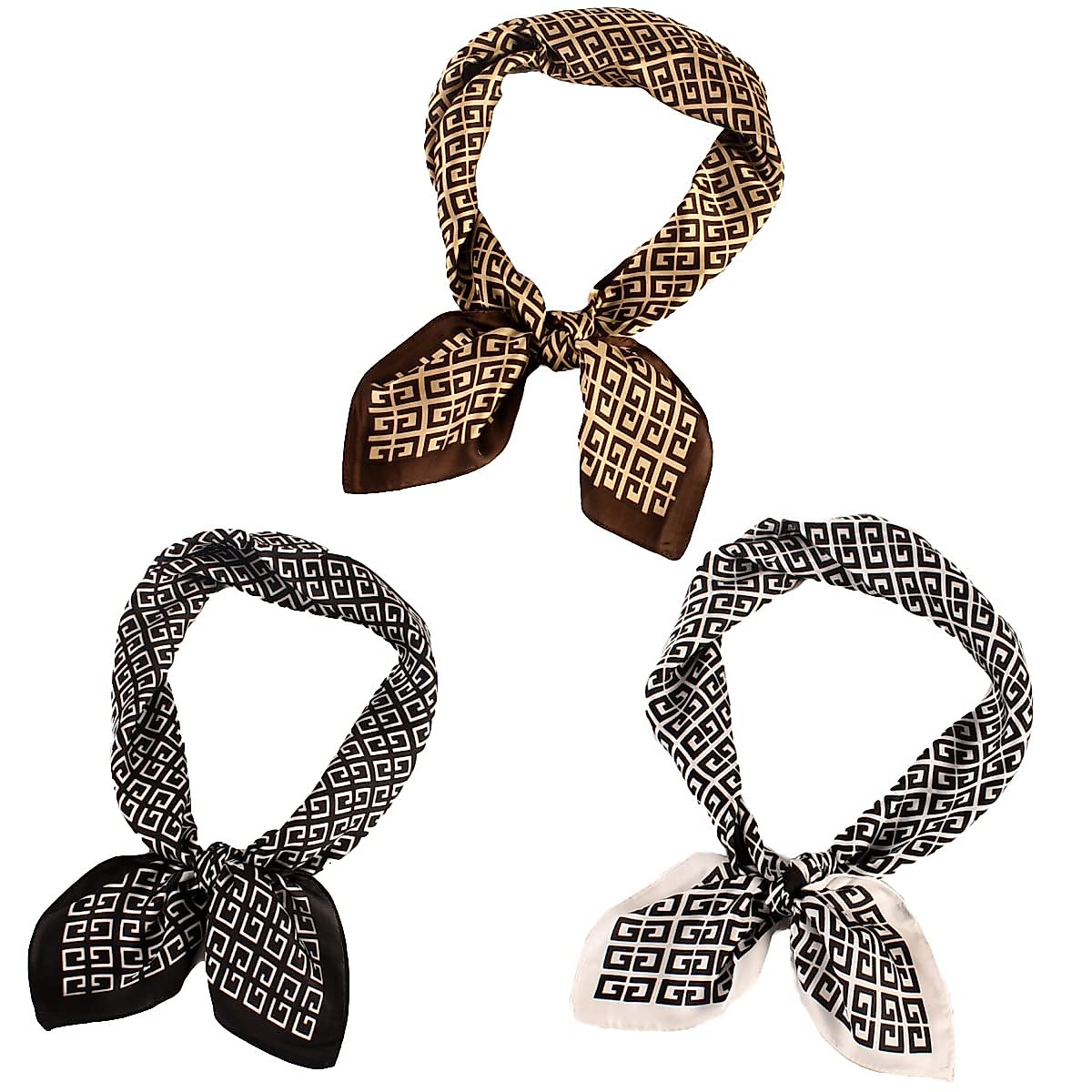 FYLuoke 4 Pcs Satin Head Scarf Hair Scarf Silk Bandana Silk Head Scarf 27.5 Inchs Neck Scarf for Women Girls (Set C)