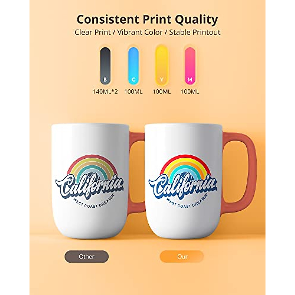 Hiipoo 440ML Sublimation Ink for EcoTank Supertank Inkjet Printers ET2400 ET-2720 ET-2760 ET-2800 ET-15000 ET-2803 ET-2850 ET-3760 ET-4800 Heat Press Transfer on T-Shirt Mug (Upgrade Version/Anti-UV)