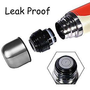 Stainless Steel Leather Vacuum Insulated Mug Penguin Thermos Water Bottle for Hot and Cold Drinks Kids Adults 16 Oz