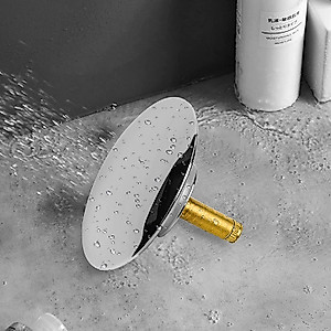 Bathroom Sink Drain Plug Stopper, 70mm Push Pop-Up Click Clack Plug Stopper, Universal Adjustable Bath Plug for Washbasin Drains in Bathroom Kitchen - Brass