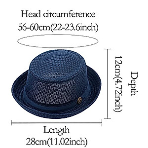 6Pcs Summer Mesh Pork Pie Hat Beach Party Fedora Cap Boater Porkpie Breaking Bad Flat Hat for Men Women Straw