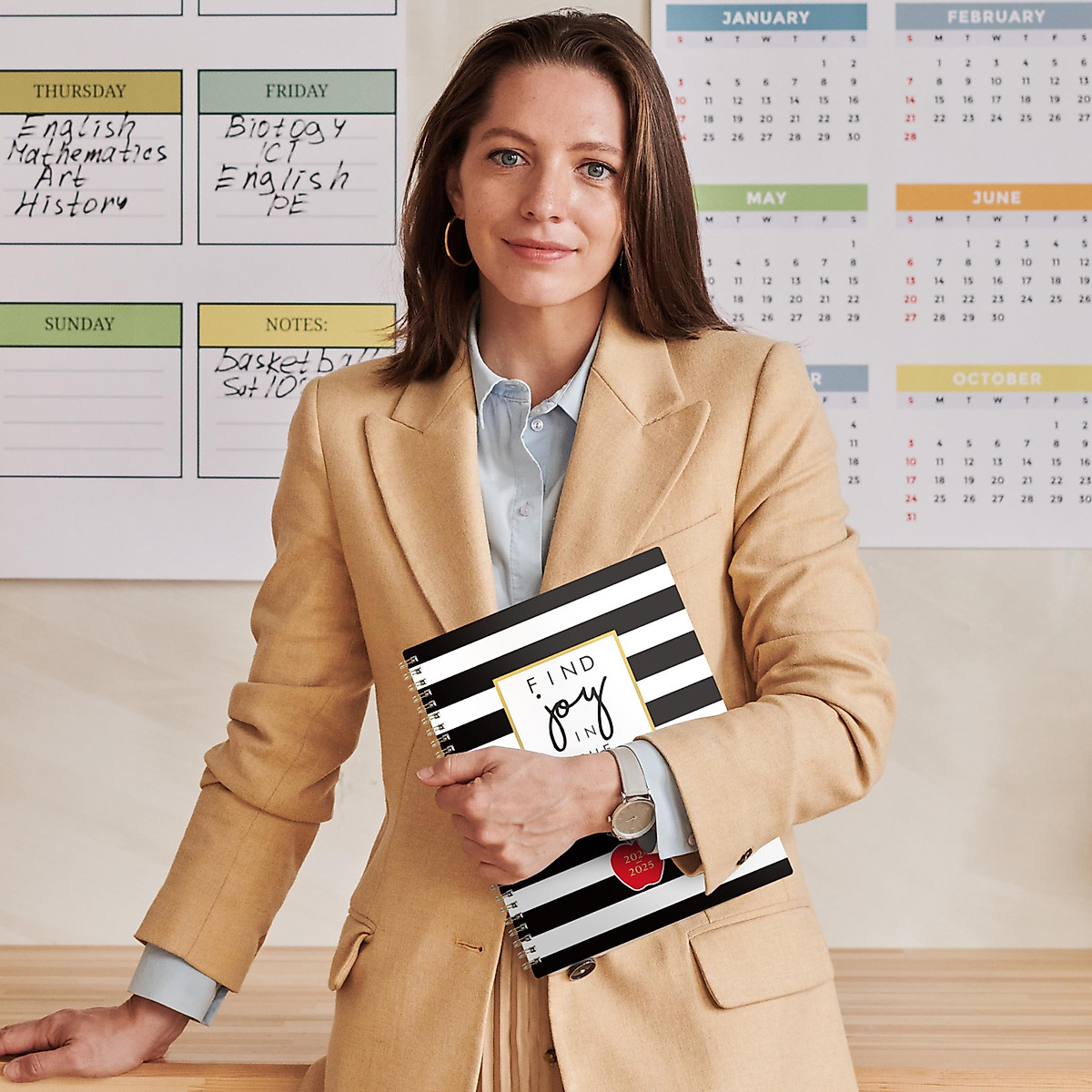 Teacher Planner 2024-2025 - Weekly & Monthly Lesson Plan Book, July 2024 - June 2025, 8" x 10", Academic Planner with Twin-Wire Binding for Teachers - Apple