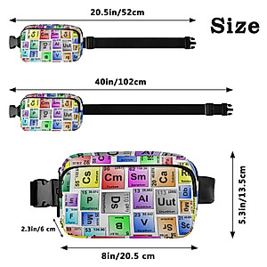 Periodic Table Elements Fanny Pack for Women Men Crossbody Belt Bag Fashion Waist Packs Purse with Adjustable Strap Bumbags for Outdoors Workout Travel