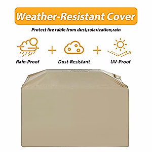 AVAWING Propane Fire Pit, 42 inch 50,000 BTU Gas Fire Pit Table with Glass Wind Guard, Table Lid, Fire Glass, Waterproof Cover, Outdoor Gas Fire Pit for Garden, Patio, Backyard, Black