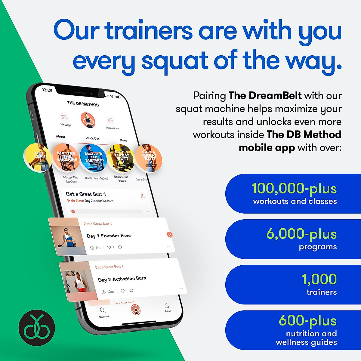 The DB Method DreamBelt Weight Belt Intensifies Workouts, Home or Gym Workout Equipment, Weighted Belt for Hip Thrust, Squat, Strength Training, Helps Minimize Exercise Injury Risk, 10 lbs