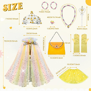 Meland Princess Dress up Clothes for Little Girl, 11Pcs Princess Cape with Crown,Princess Dresses for Girl 3-8 Birthday Gift