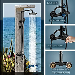 Aolemi Outdoor Shower Faucet Matte Black SUS304 Shower Fixture Combo Set Stainless Steel 8 inch Rainfall Shower Head Kit Single Handle High Pressure Hand Spray Wall Mount 2 Dual Function Single Handle
