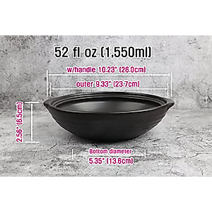 GREATUS Korean Dojagi J Pot/Korean Stone Pot with lid, Stone Bowl for Kimchi Budae Sundubu Stew(Small)