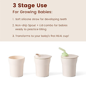 Miniware 1-2-3 Sip! Training Cup for Baby Toddler Self Feeding & Development, Tiny Cup Perfect for Baby Led Weaning, Non Drip Lid, Dishwasher Safe (Key Lime + Key Lime)