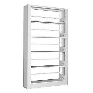 LyAosdFu Heavy Duty Metal Bookshelf, 5 Shelf Adjustable Bookcase, 69’’ Tall Modern Bookshelves, Open Book Shelf Organizer, Large Sturdy Book Case for Living Room, Library, Office, White Book Shelf