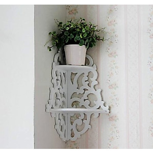 Wall shelf Creative Pastoral Corner Rack Shelf White Open Work Tip Shelf