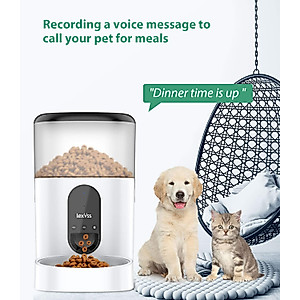 Automatic Cat Feeder, Dog Dispenser with Voice Recorder Programmable Portion Control Up to 10 Meals per Day, Smart APP Auto Food Feeder with Desiccant Bag for Small & Medium Pets 4L (Black)