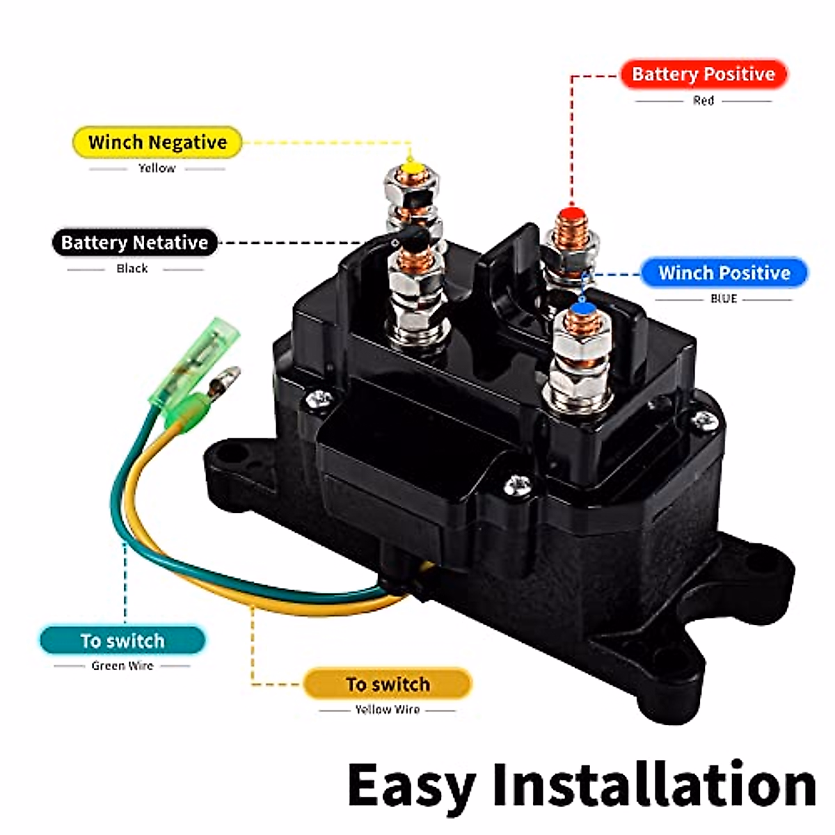 12V Winch Solenoid Relay Contactor & Winch Rocker Thumb Switch Combo with Handlebar Control Kit Compatible with ATV UTV 1500lb-5000lb Polaris 800 1000 63070,62135, 74900, 2875714, 70715 ZJWAQH
