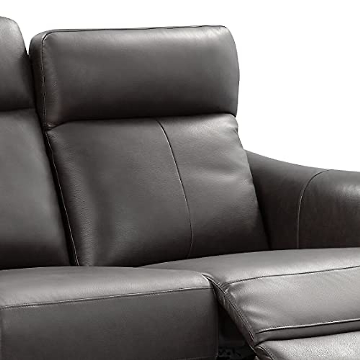 Abbyson Living Tomasino Leather Power Reclining Loveseat with Power Headrest, Dark Grey