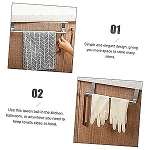 DOITOOL 2pcs Stainless Steel Towel Rack Over Door Towel Holder Cabinet Towel Holder Bathroom Towel Shelf Multi Hanger Multi Purpose Hanger Towel Storage Pole Individual Bracket Back Style