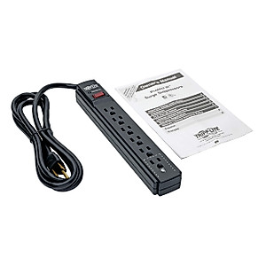 Tripp Lite 6 Outlet Surge Protector Power Strip, 6ft Cord, 790 Joules, Black, $20,000 INSURANCE (TLP606B)