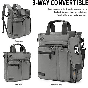 INOXTO Men’s Messenger Bag 3 in 1 Convertible Backpack Briefcase Bag Business Office Bag for Men, Laptop Shoulder Bag (Grey)