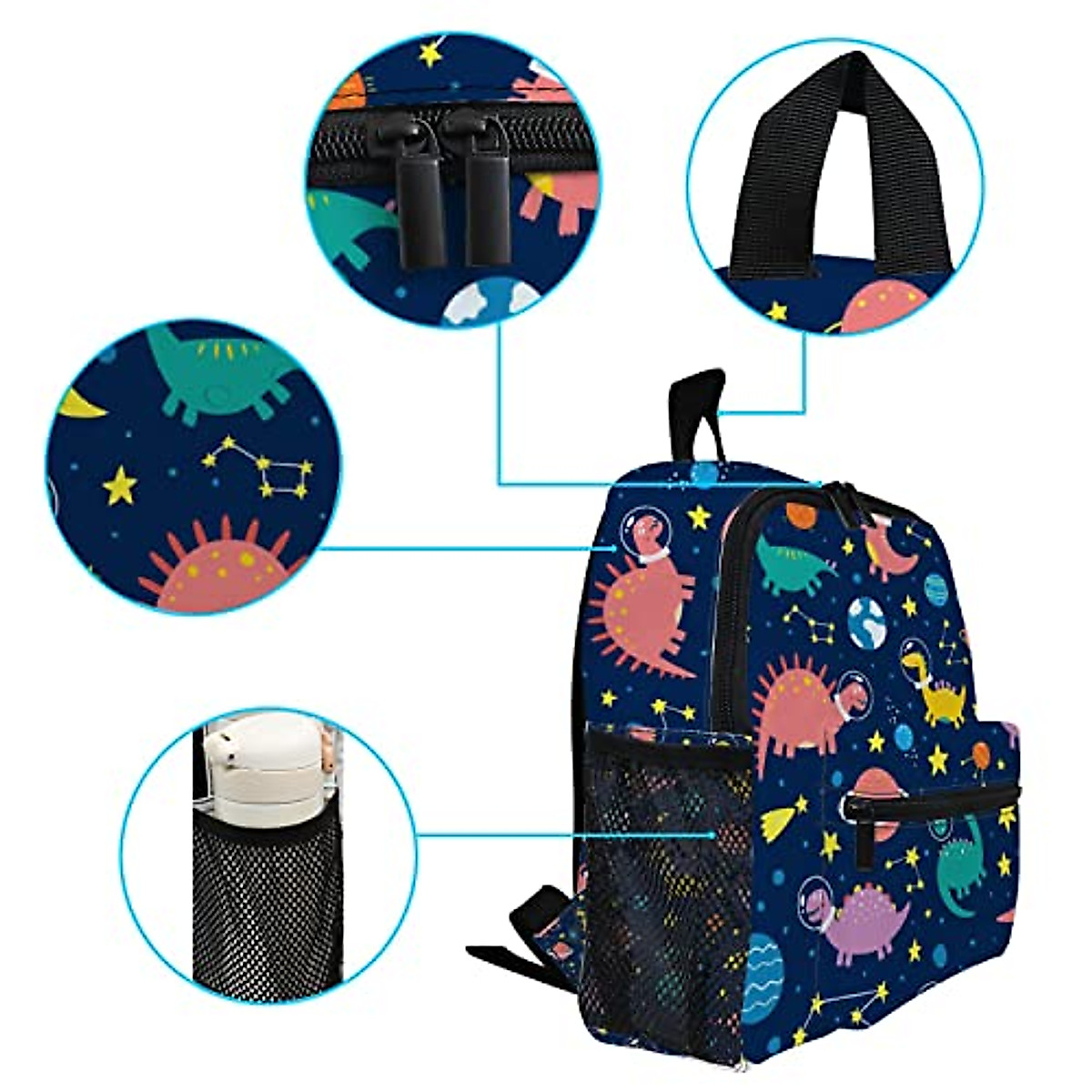 Dinosaurs Space with Planets Backpack Toddler Girls Boys Preschool School Bag Kids Casual Travel Daypack Bookbag Schoolbag for Primary Children Students