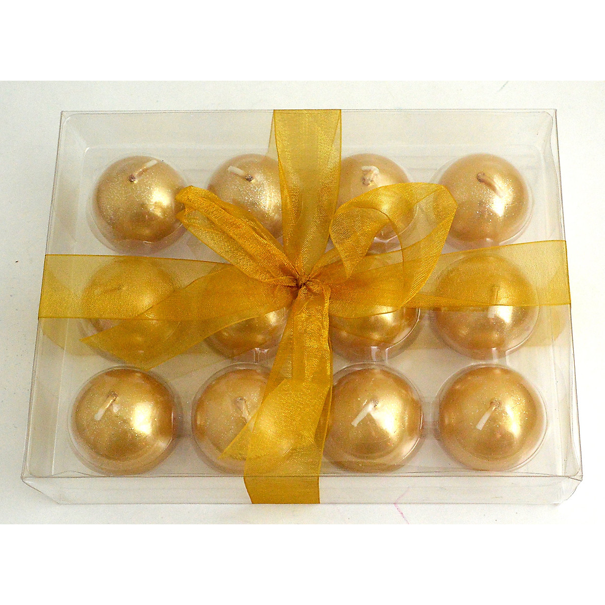 Biedermann & Sons Metallic Ball Candles, Box of 12, Gold, 1.5-Inch Diameter