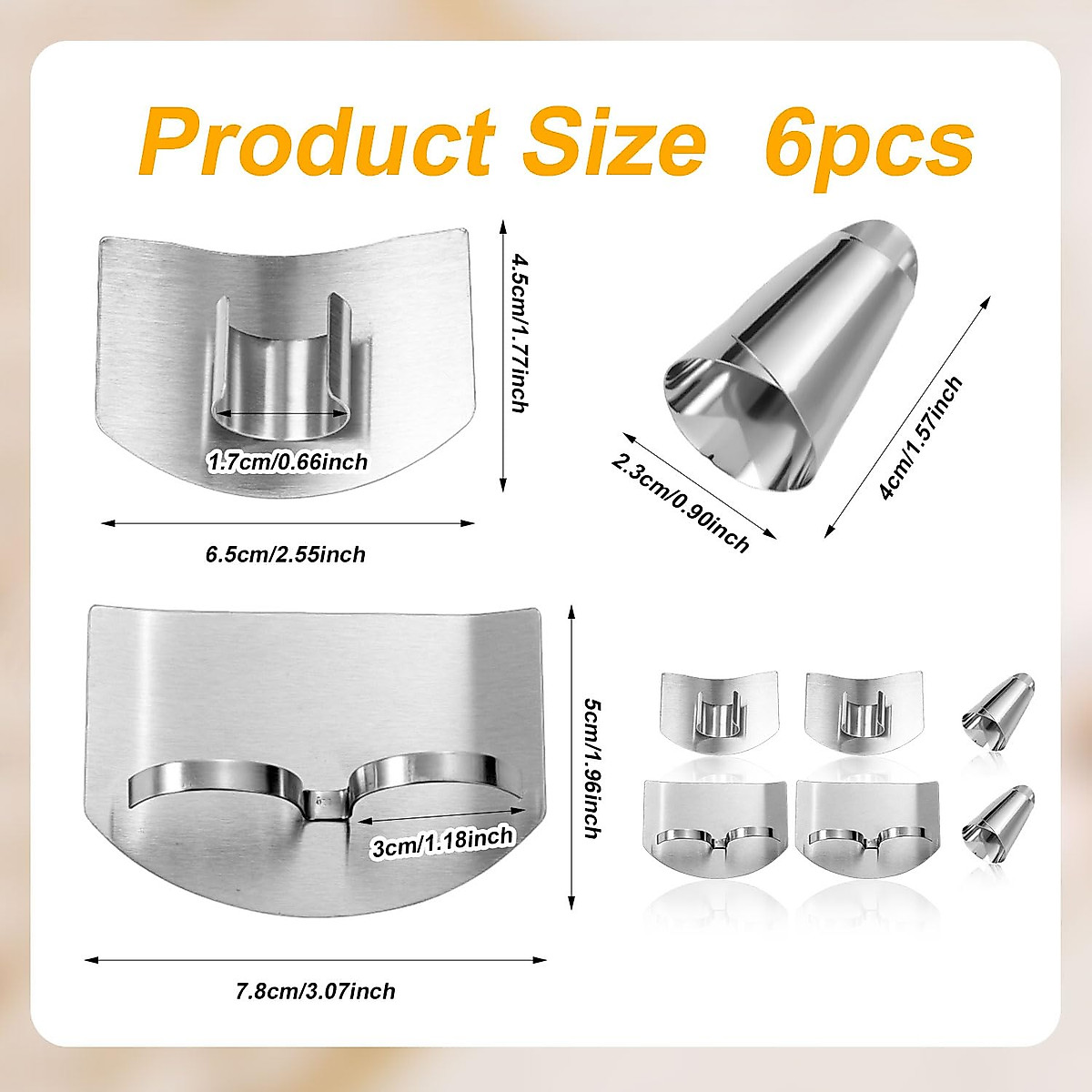 4pcs Stainless Steel Finger Guards and 2pcs Nail Guards, Single & Double-Finger Protector for Cutting Food Kitchen Finger Shield for Chopping Slicing Dicing