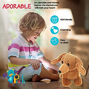 Plush Gear Weiner The Dachshund Plush Toy - 8 Inch Soft and Cuddly Stuffed Wiener Dog Adorable Stuffed Animal, Idael Playful Goft for Kids