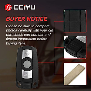 cciyu 1 X Flip Key Fob Uncut Blade (SHELL CASE) 3 Buttons Replacement for Smart Key Shell Blade Fob E90 E91 E92 E60 Remote Case for BMW 1 3 5 6 X Series