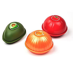 OUKEYI Fruit and Vegetable Storage Containers for Fridge, Avocado Saver Onion Storage Container Tomato and Lemon Keeper 4 Pack Set