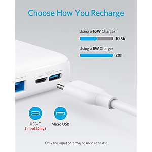 Anker Portable Charger, Power Bank, 20,000mAh Battery Pack with PowerIQ Technology and USB-C (Recharging Only) for iPhone 15/15 Plus/15 Pro/15 Pro Max, iPhone 14/13/12 Series, Samsung Galaxy (White)