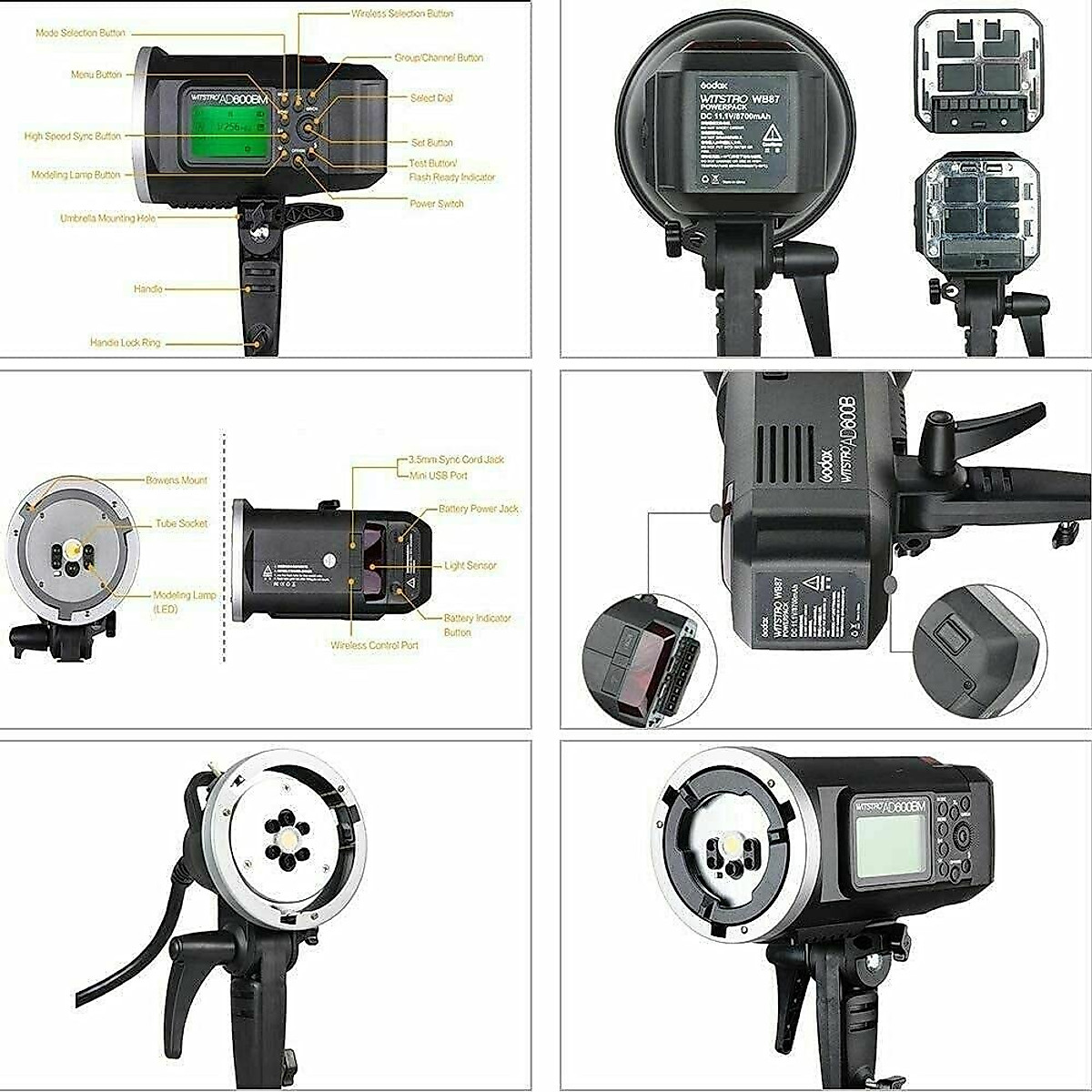 Godox AD600BM Bowens Mount 600Ws GN87 HSS Outdoor Flash Strobe Light with 2.4G Wireless X System, 8700mAh Battery, W/Godox CB-09 Carrying Bag and Godox PB-600 Portable Flash Bag