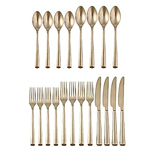 Cambridge Silversmiths Gilda Champagne Satin 20-Piece Flatware Set, Service for 4
