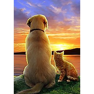 Toland Home Garden 1112153 Sunset Pals Cat Flag 12x18 Inch Double Sided Cat Garden Flag for Outdoor House Dog Flag Yard Decoration