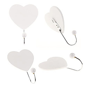 kiskick Wall Hook Heavy Duty Punching Wall Mounted Storage Wooden Heart Shaped Coat Hook Kitchen Accessories White