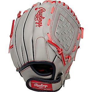 Rawlings | MARK OF A PRO LITE Youth Baseball Glove | Right Hand Throw | 10.5" - Basket Web | Mike Trout Model - Grey/Red/Navy