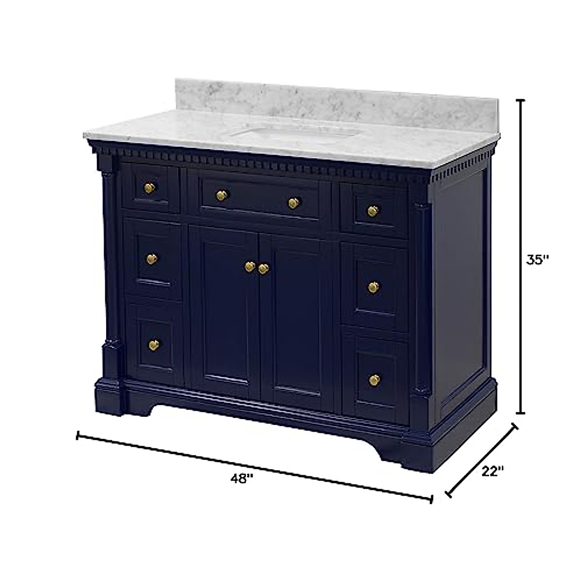 Sydney 48-inch Bathroom Vanity (Carrara/Royal Blue): Includes Royal Blue Cabinet with Authentic Italian Carrara Marble Countertop and White Ceramic Sink