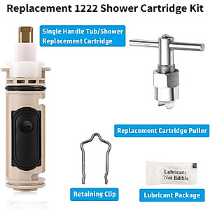 1222 Replacement Cartridge with Puller 104421, Compatible with Moen Tub Shower Single Handle Posi Temp Faucet (with lubricating grease)